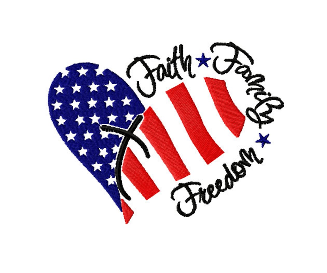 American Heart - Machine Embroidery Design - USA Flag - Faith Family ...