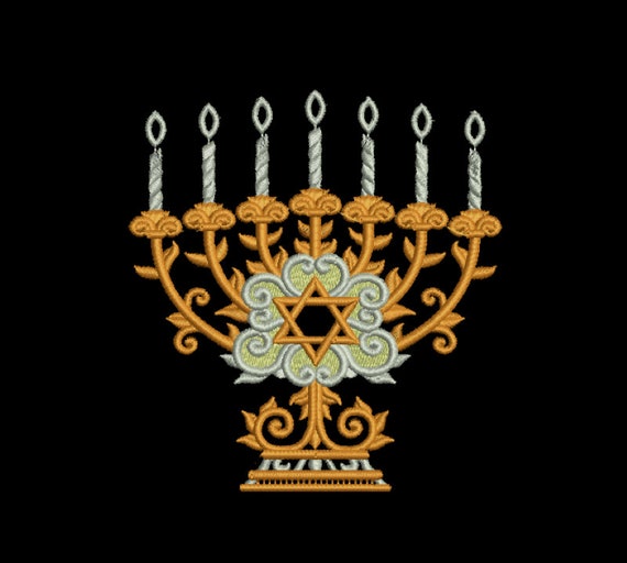 Hanukkah Menorah Machine Embroidery Design Judaic Symbol 6 - Etsy