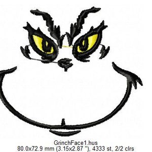 Grinch Face - Machine Embroidery Design - Christmas Embroidery Designs ...