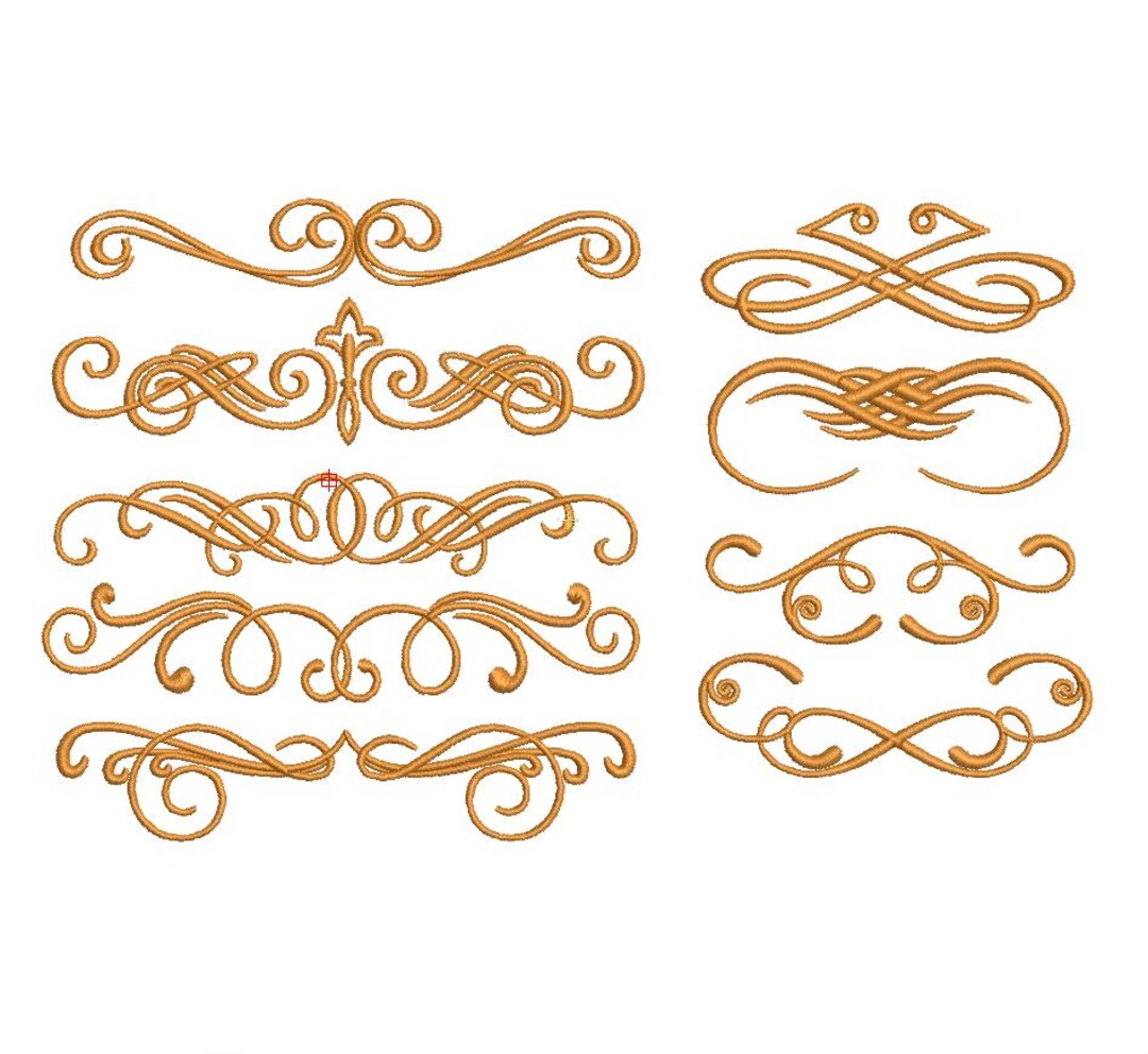 Swirls Embroidery Design - 9 Designs Bundle , Swirly Borders- 9 ...