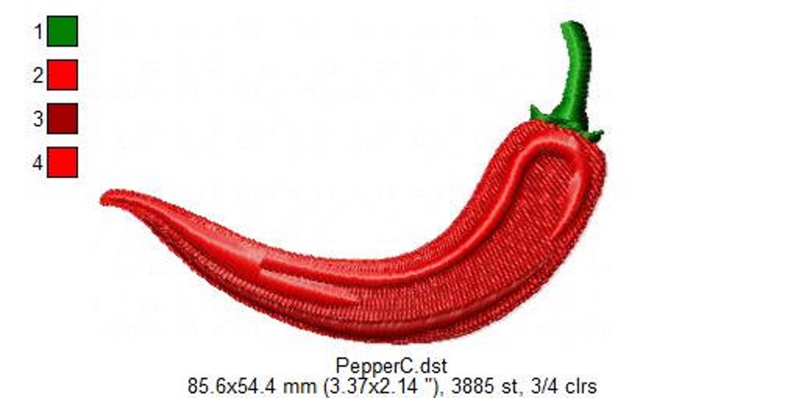 Red Chili Pepper Machine Embroidery Design 5 Sizes 8 - Etsy