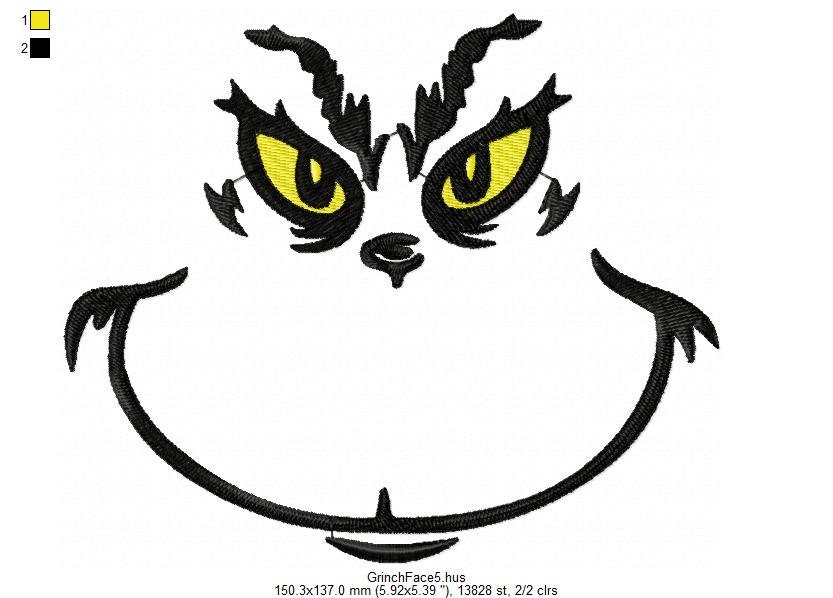 Grinch Face Machine Embroidery Design Christmas Embroidery - Etsy UK