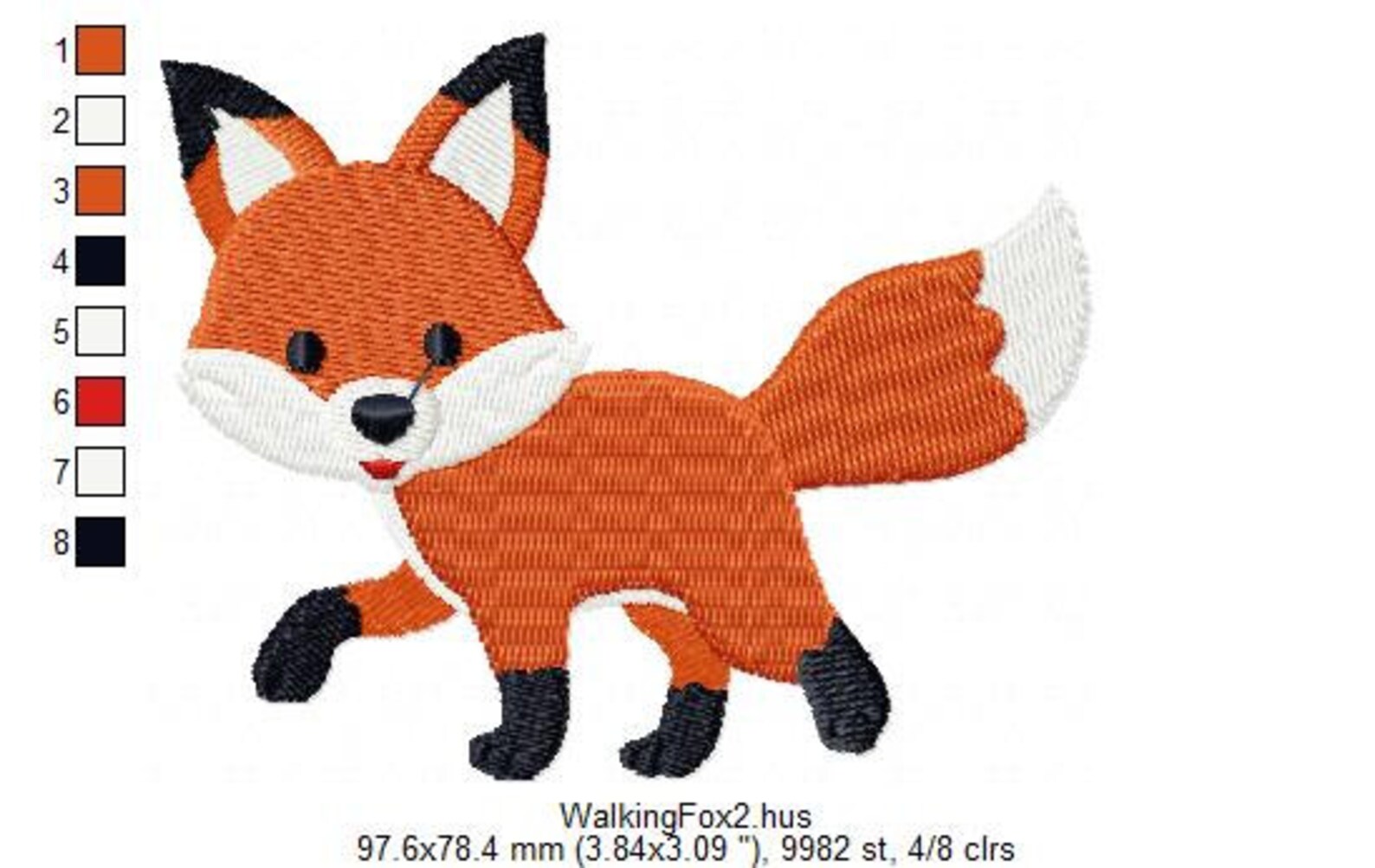 Fox Machine Embroidery Design Walking Fox 3 Sizes Instant - Etsy