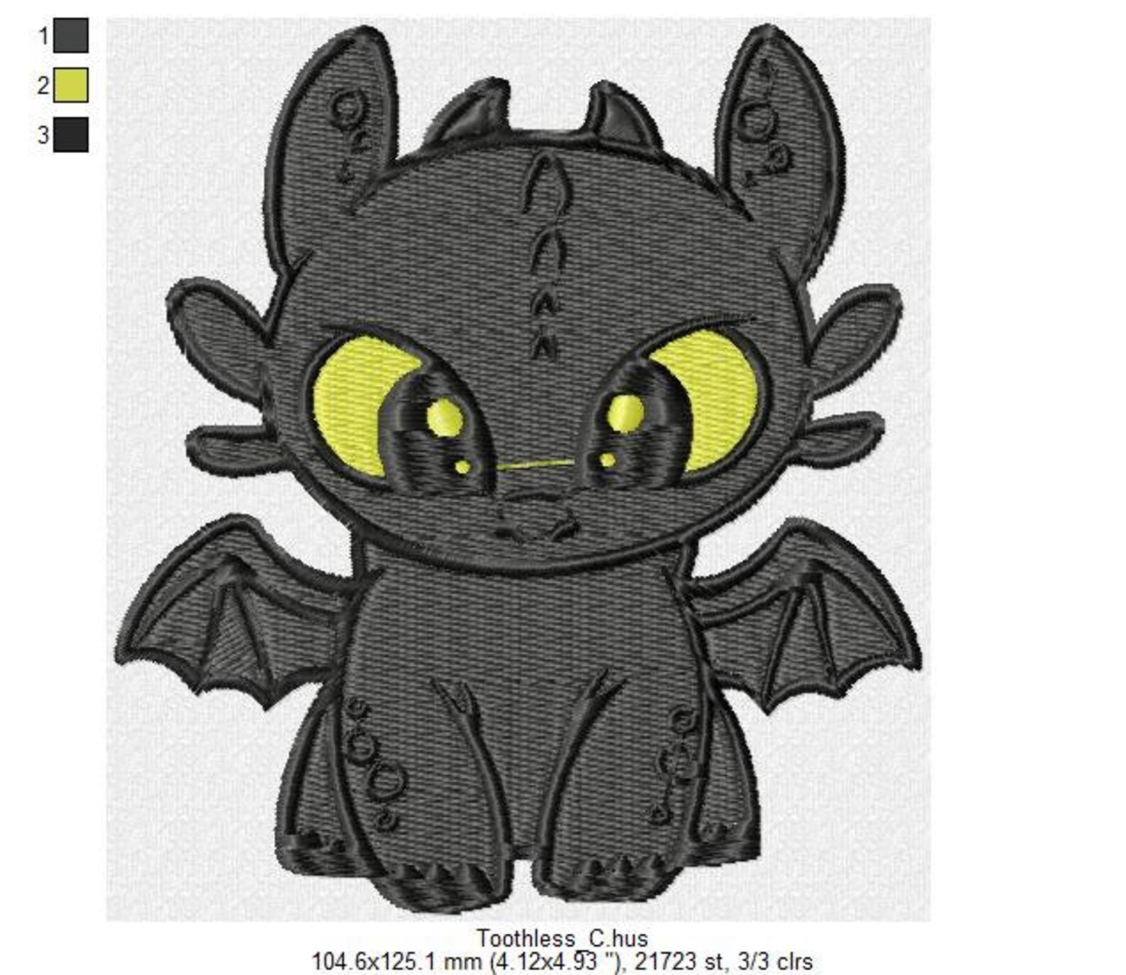 Toothless Dragon- Night Fury- Machine Embroidery Design, 5 Sizes ...