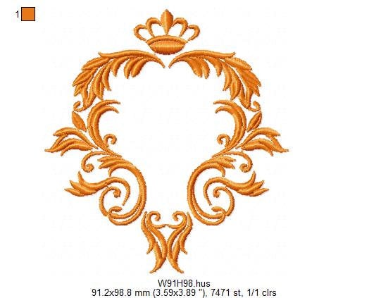 Monogram Frame With Crown Machine Embroidery Design Monogram | Etsy