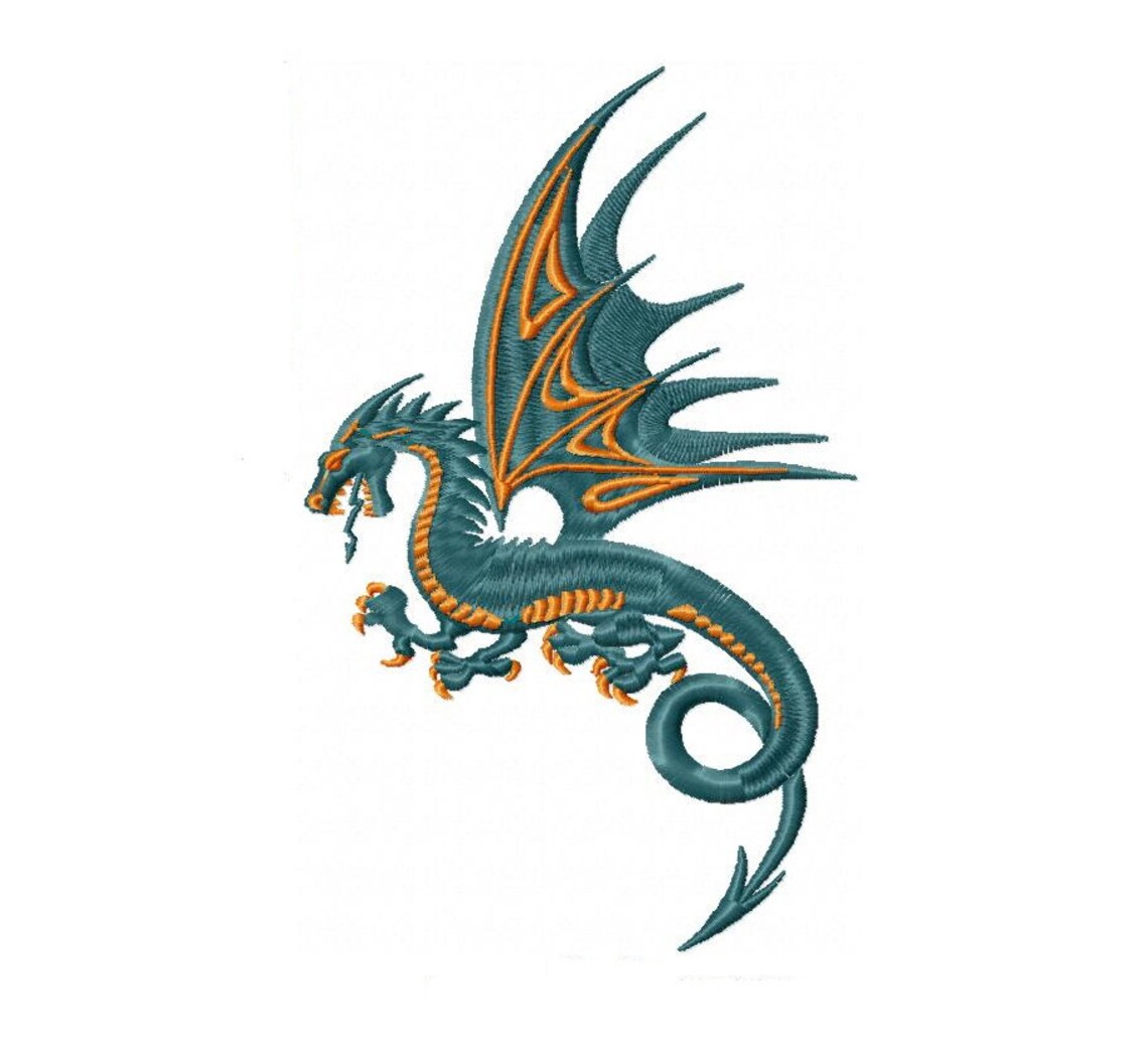 Flying Dragon machine Embroidery Design Oriental Dragon - Etsy