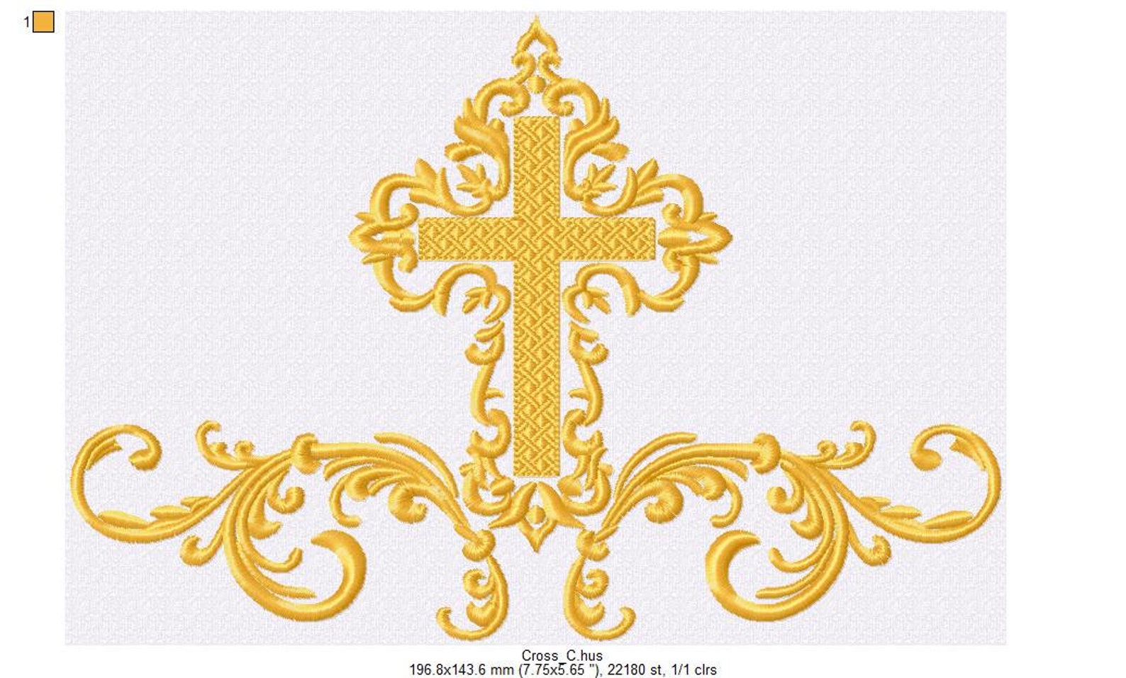 Cross and Scrolls- Machine Embroidery Design, Decorated Cross , 4 Sizes ...