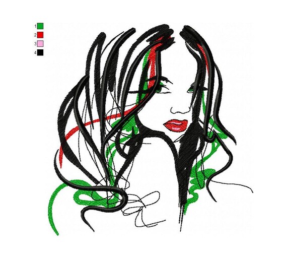 Punky Girl Machine Embroidery Design Girls Embroidery Files - Etsy