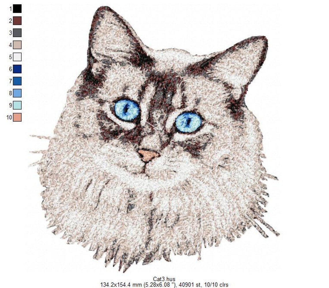 Cat Head - Machine Embroidery Design - Cat Face- Photostitch Embroidery ...