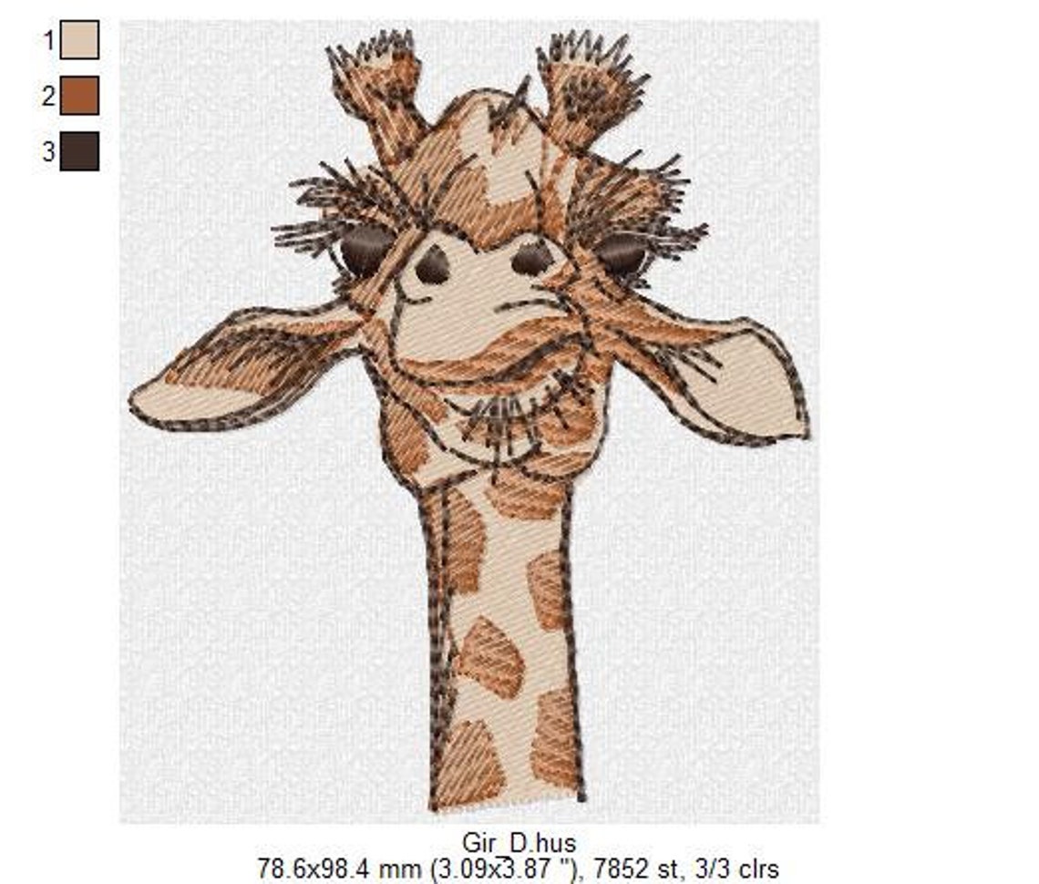 Giraffe Machine Embroidery Design 7 Sizes Instant Download - Etsy
