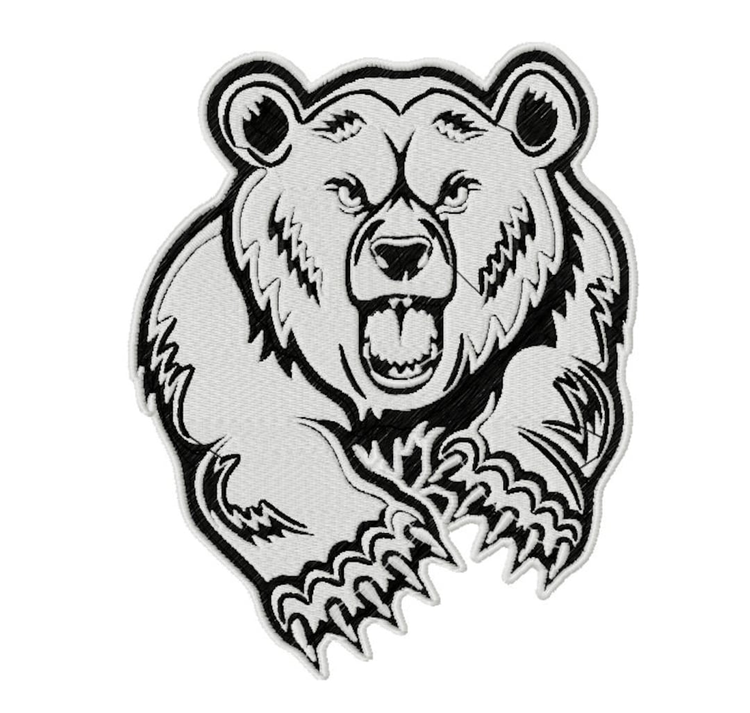 Bear Black'n'white - Machine Embroidery Design, Bear Patch Embroidery ...