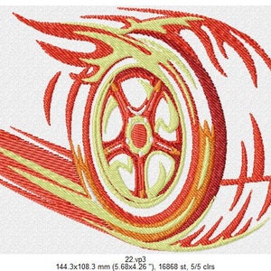 Flaming Wheel - Machine Embroidery Design, Embroidery Designs ...