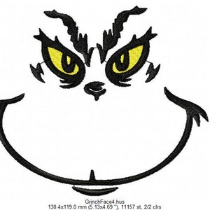 Grinch Face - Machine Embroidery Design - Christmas Embroidery Designs ...