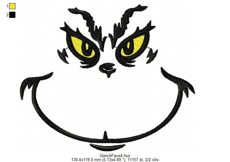 Grinch Face Machine Embroidery Design Christmas Embroidery - Etsy UK