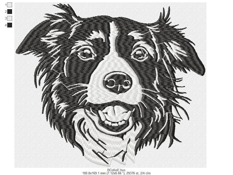 Border Collie machine Embroidery Design Dogs Embroidery - Etsy