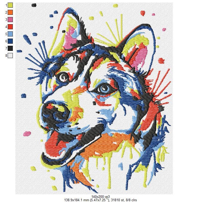 Husky Face Machine Embroidery Design Embroidery Designs - Etsy