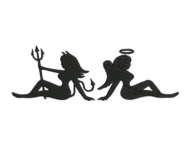 Angel and Demon Girls - Machine Embroidery Design- Heaven and Hell- 3 ...