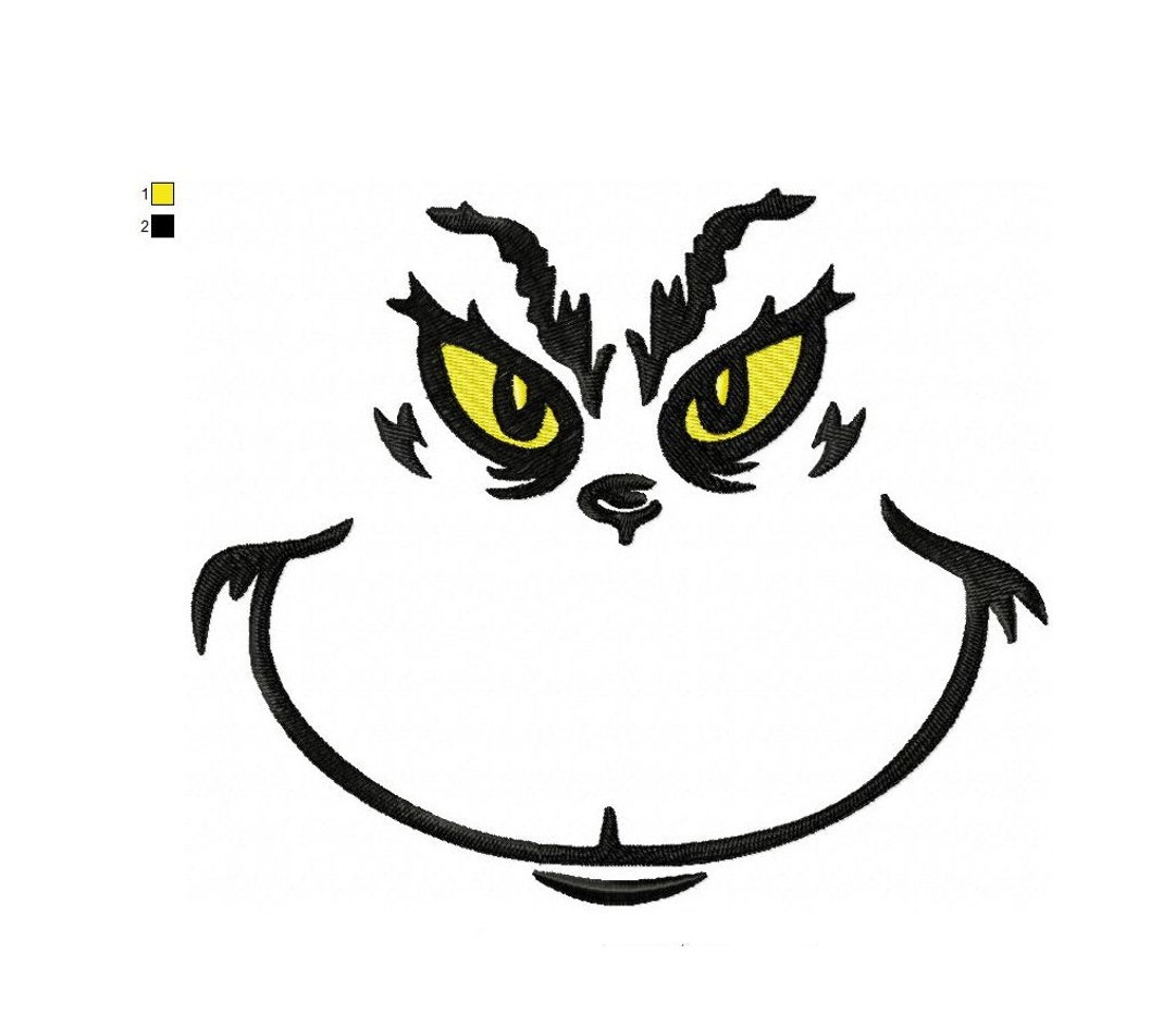 Grinch Face - Machine Embroidery Design - Christmas Embroidery Designs ...