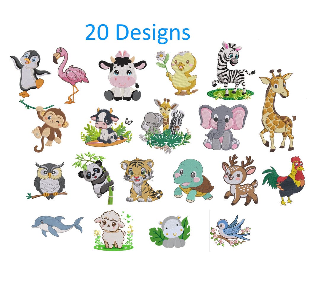 Baby Animals-machine Embroidery Design- 20 Designs Bundle- Safari ...