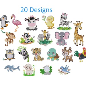 Baby Animals-machine Embroidery Design- 20 Designs Bundle- Safari ...