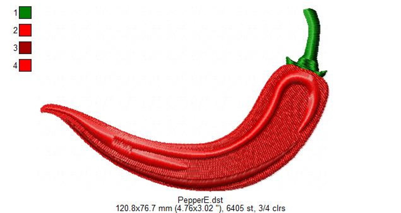 Red Chili Pepper- Machine Embroidery Design- 5 Sizes- 8 Formats ...
