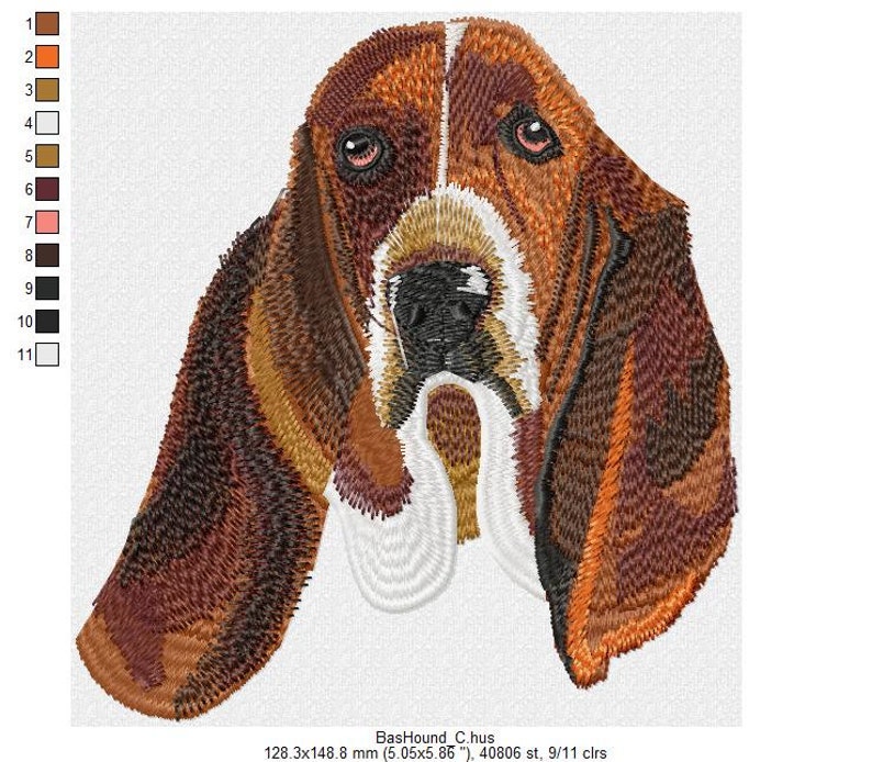 Basset Hound Portrait Machine Embroidery Design Puppy - Etsy