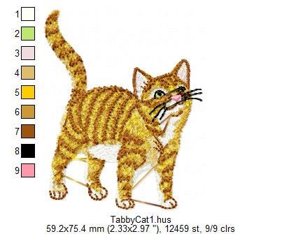 Orange Tabby Cat- Machine Embroidery Design, 5 Sizes, Instant Download ...