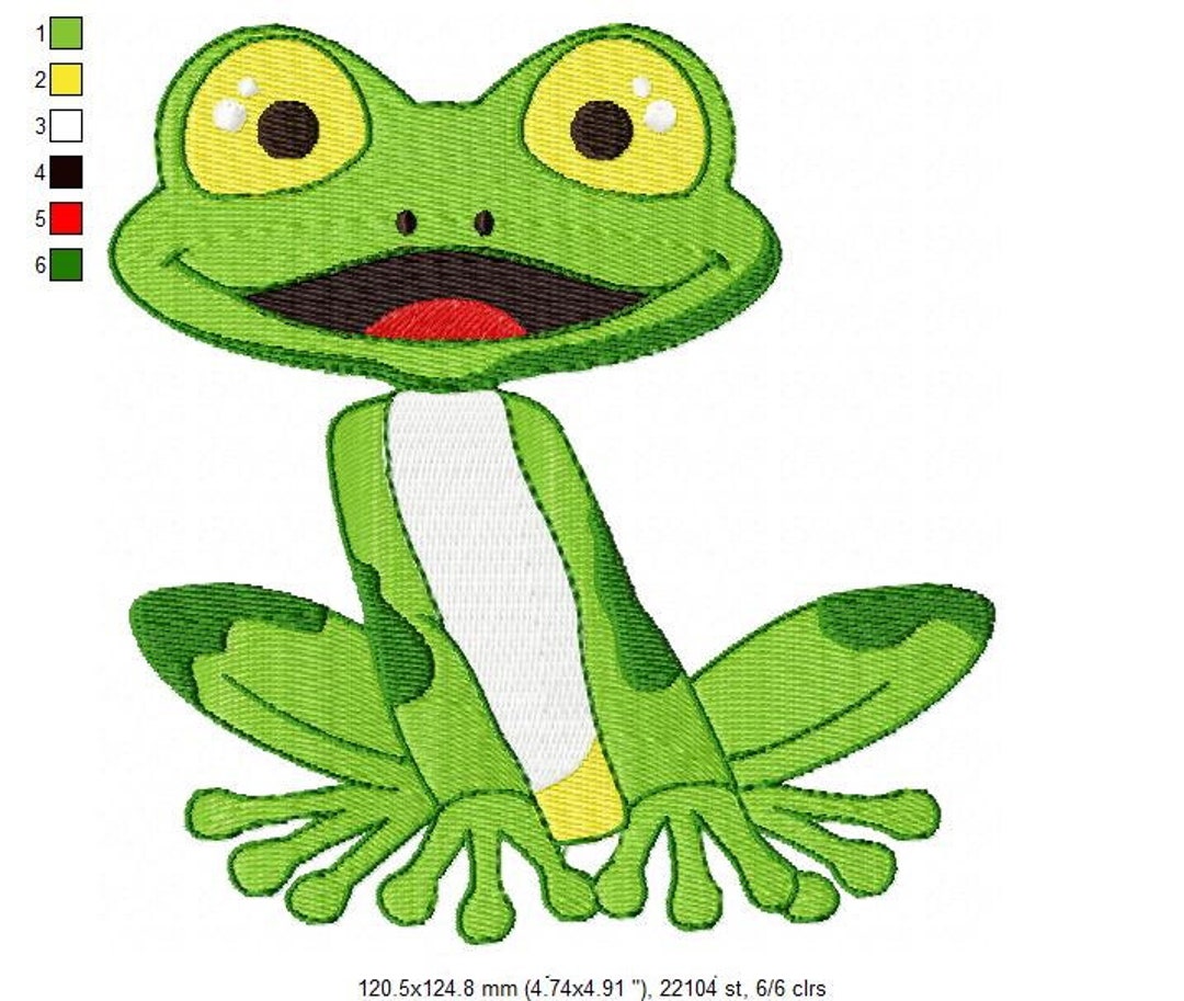Frog- Machine Embroidery Design , Cartoon Frog Picture, Embroidery File ...