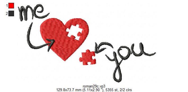 Heart Puzzle Embroidery Design- Valentines Day Embroidery Design- Love ...