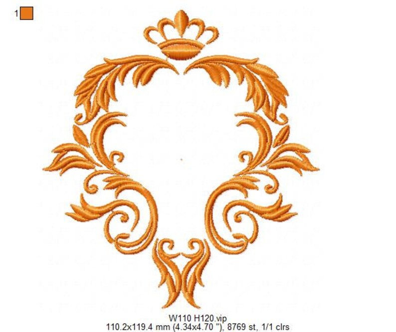 Monogram Frame With Crown Machine Embroidery Design Monogram | Etsy