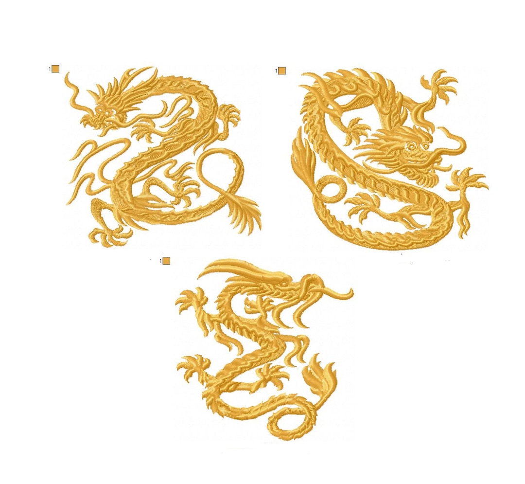 Dragon - Machine Embroidery Design- 3 Designs Pack - Chinese Dragon ...