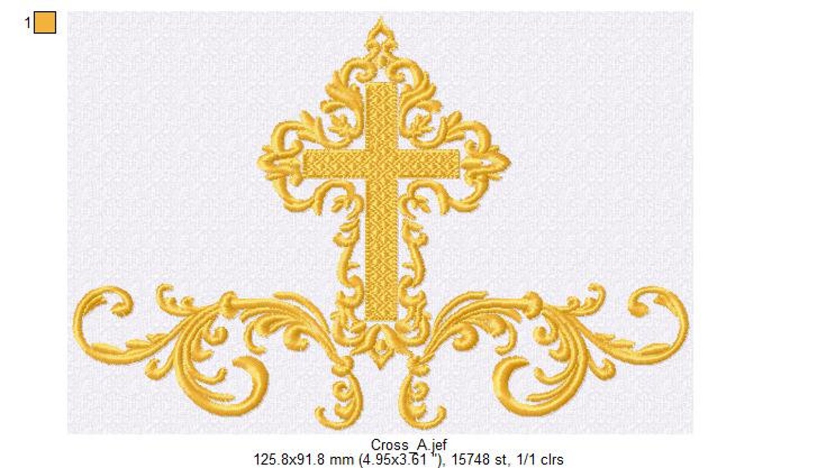 Cross and Scrolls- Machine Embroidery Design, Decorated Cross , 4 Sizes ...