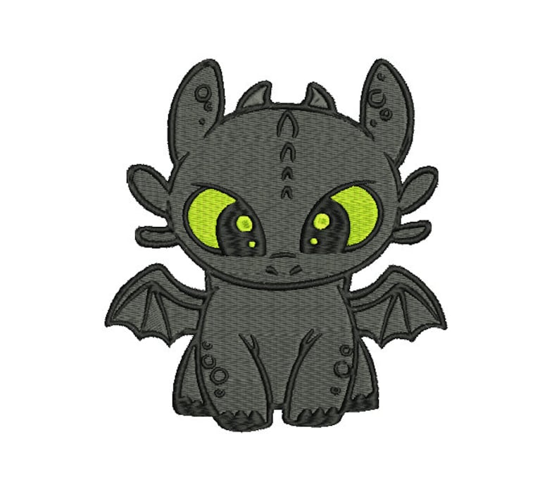 Toothless Dragon- Night Fury- Machine Embroidery Design, 5 Sizes ...