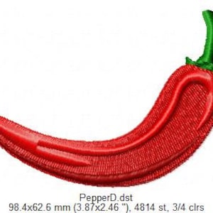 Red Chili Pepper- Machine Embroidery Design- 5 Sizes- 8 Formats ...