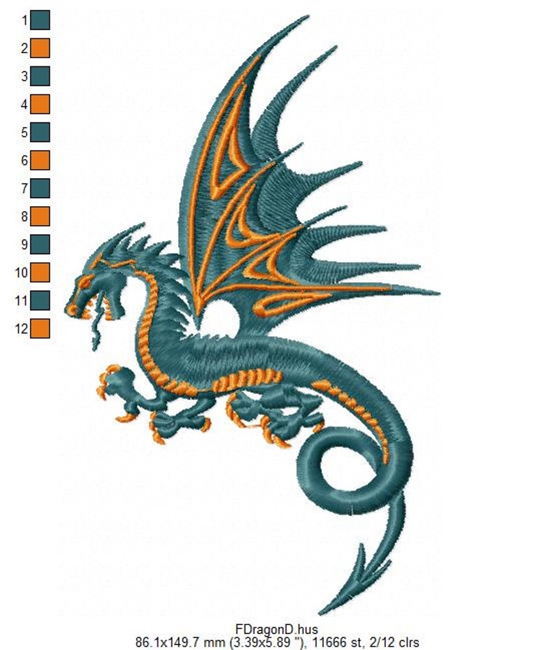 Flying Dragon machine Embroidery Design Oriental Dragon - Etsy