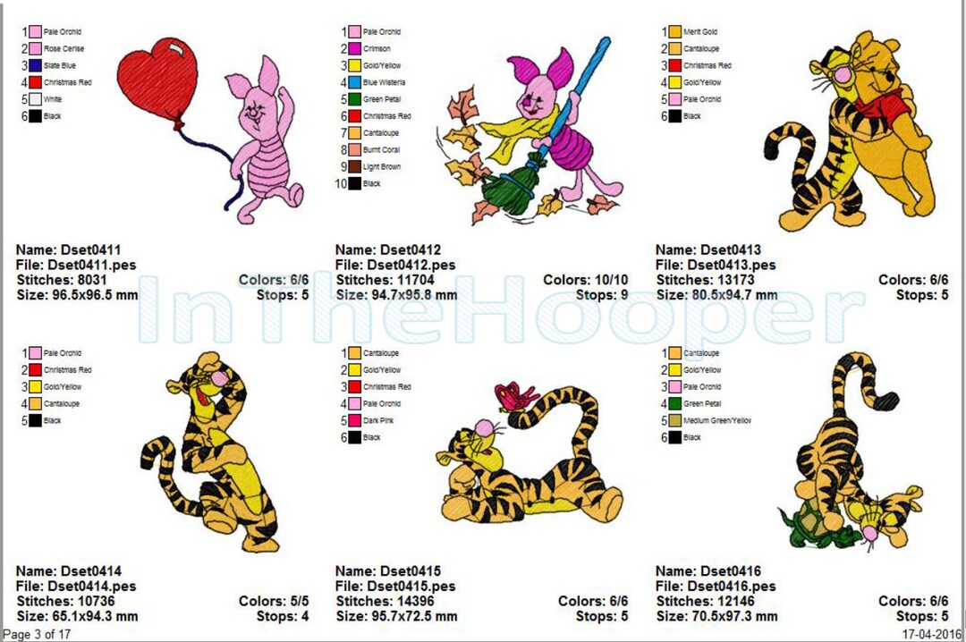 Winnie the Pooh Machine Embroidery Design, 20 Designs Bundle for Kids ...