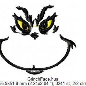 Grinch Face - Machine Embroidery Design - Christmas Embroidery Designs ...