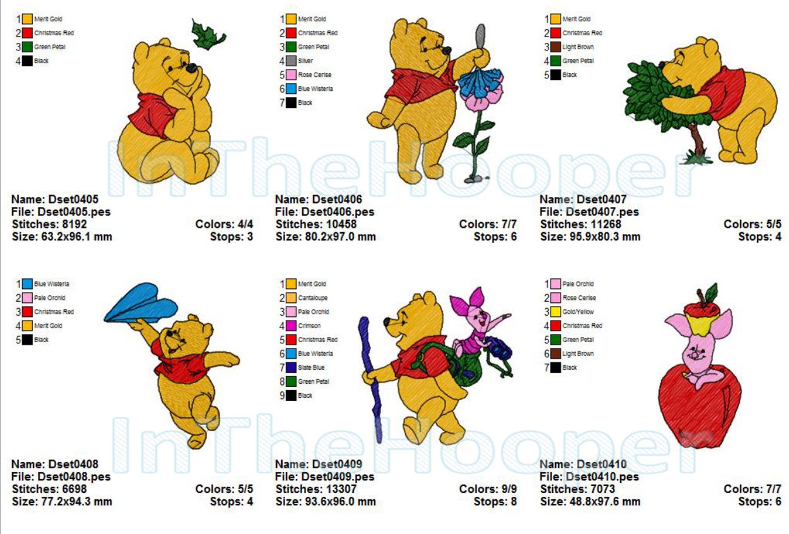 Winnie the Pooh Machine Embroidery Design, 20 Designs Bundle for Kids ...