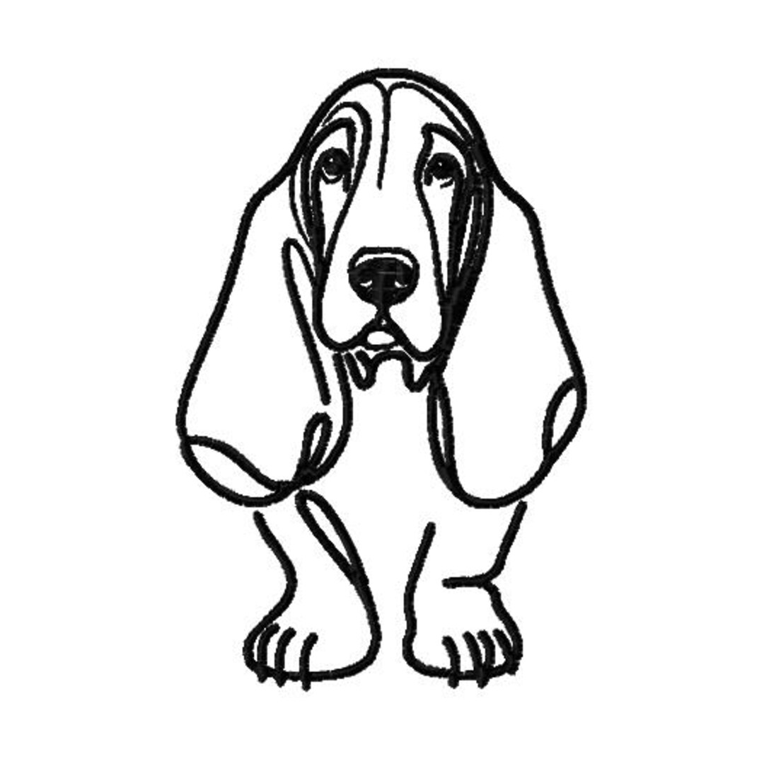 Basset Hound Outline- Machine Embroidery Design - Dogs Line Art ...