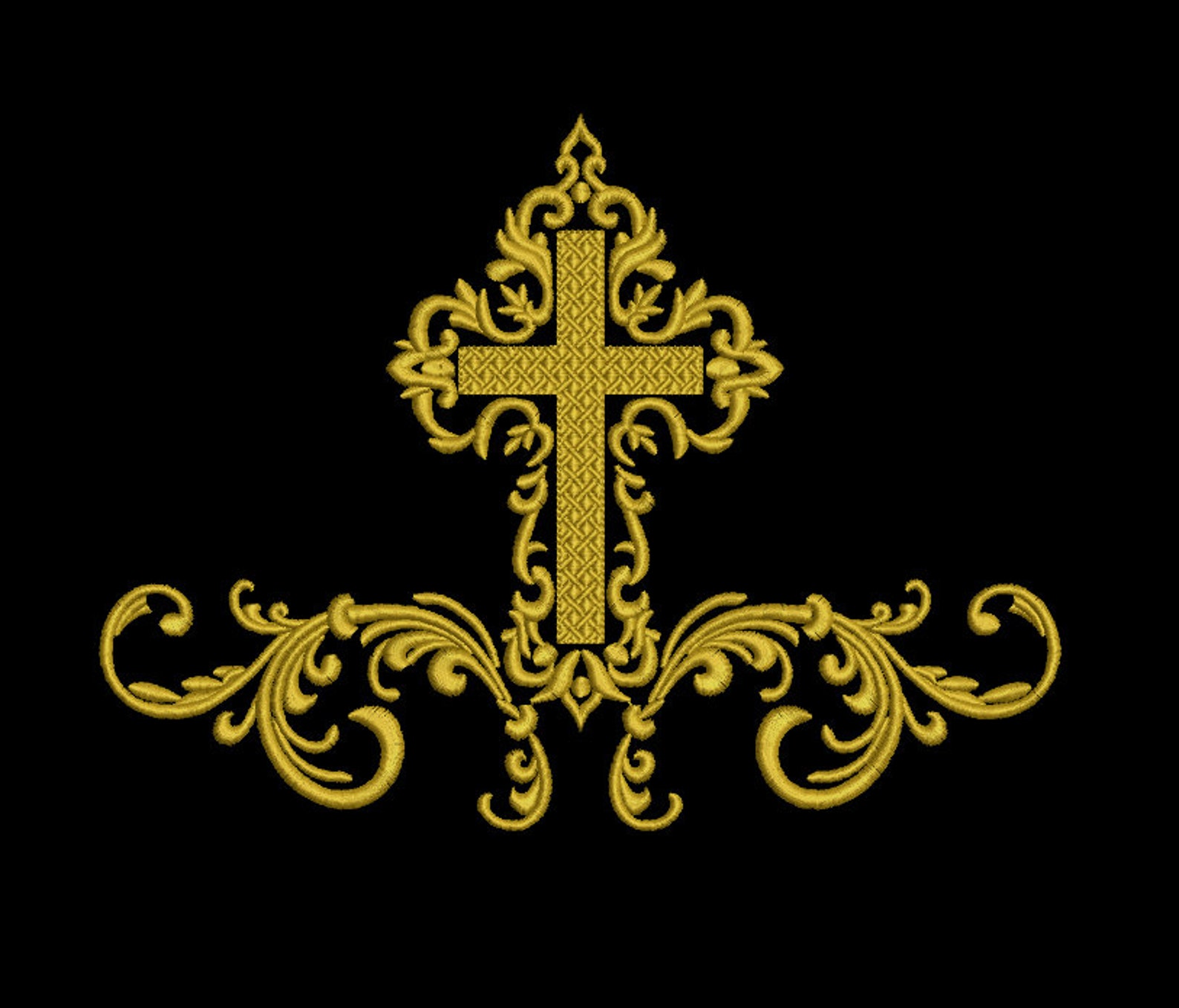 Cross and Scrolls- Machine Embroidery Design, Decorated Cross , 4 Sizes ...