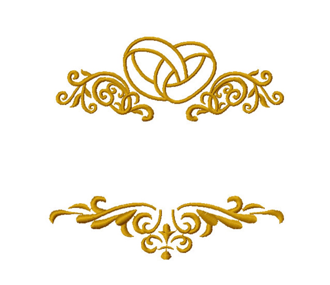 Monogram Frame Wedding Rings - Machine Embroidery Design, Font ...