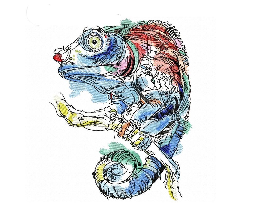 Chameleon - Watercolor- Machine Embroidery Design, Embroidery Designs ...