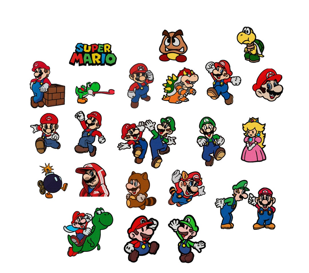 Super Mario- Machine Embroidery Design - 35 Designs Bundle - 5x7 Hoop ...
