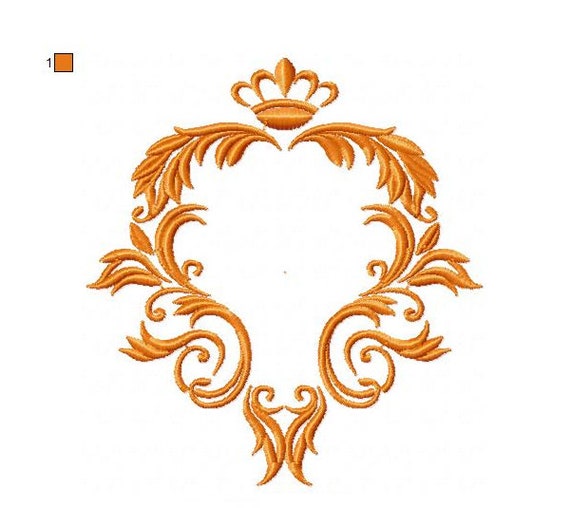 Monogram Frame With Crown Machine Embroidery Design Monogram | Etsy