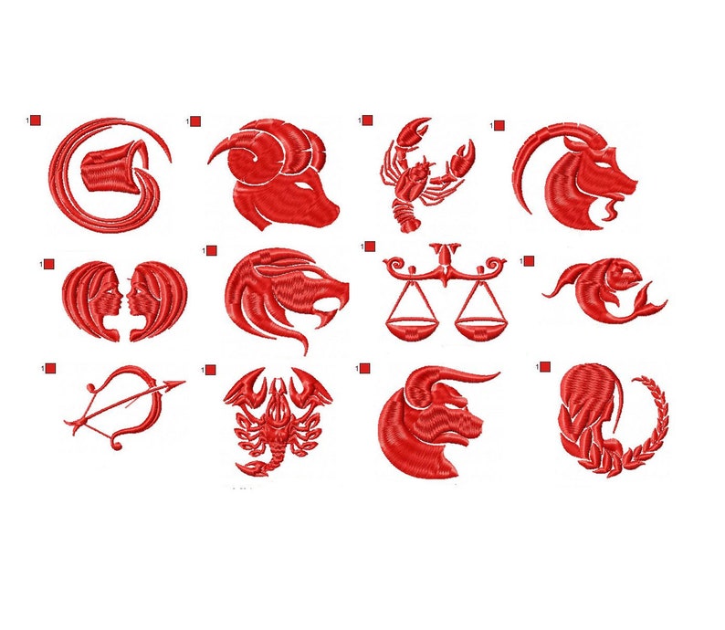 Zodiac Signs Machine Embroidery Design 12 Zodiac - Etsy