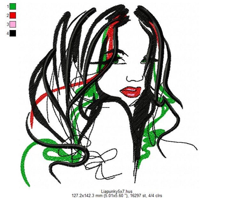 Punky Girl Machine Embroidery Design Girls Embroidery Files - Etsy
