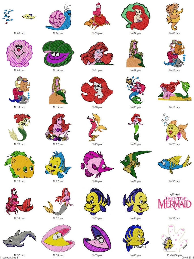 Little Mermaid Machine Embroidery Design ariel 35 Designs - Etsy
