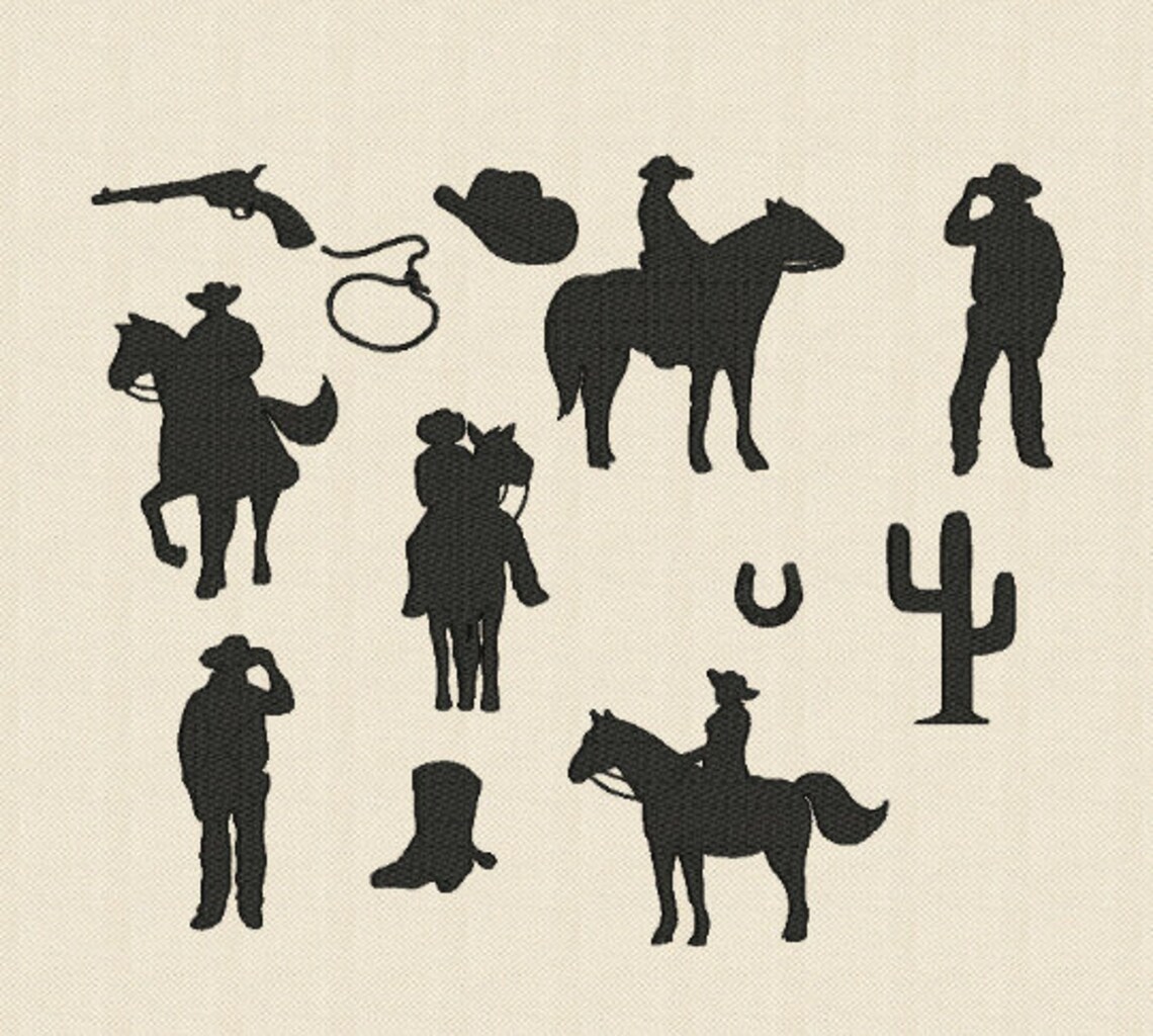 Cowboys Machine Embroidery Design Bundle Country Western | Etsy