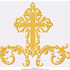 Cross and Scrolls- Machine Embroidery Design, Decorated Cross , 4 Sizes ...
