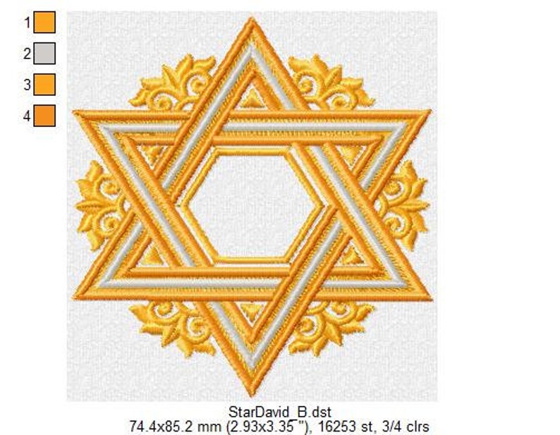 Star of David- Machine Embroidery Design, Judaic Symbol, 7 Sizes ...